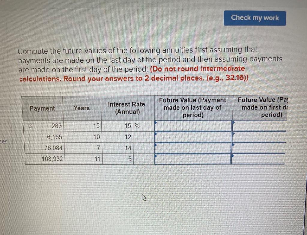 Solved Compute the future values of the following annuities | Chegg.com