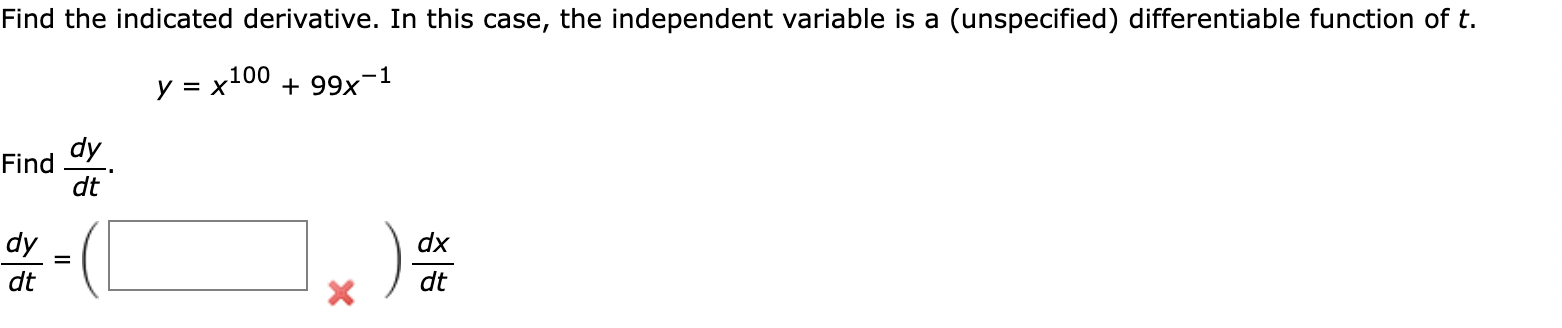 Solved Find the indicated derivative. In this case, the | Chegg.com