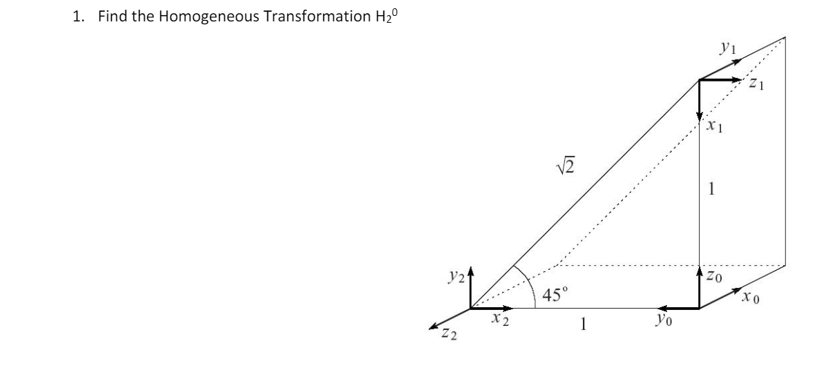 Solved 1. Find the Homogeneous Transformation H2° -1 2 1 2: | Chegg.com