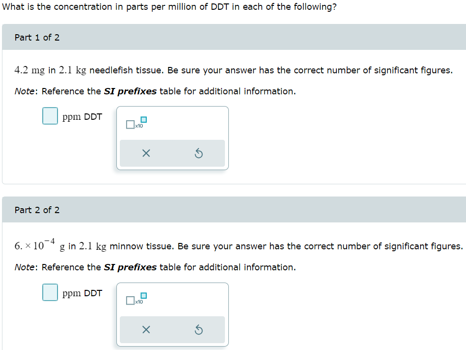 Solved What is the concentration in parts per million of DDT | Chegg.com