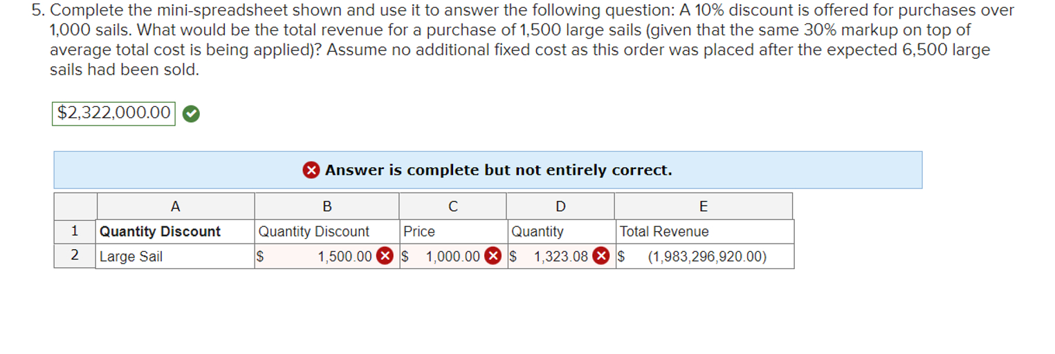 Solved Complete the mini-spreadsheet shown and use it to | Chegg.com