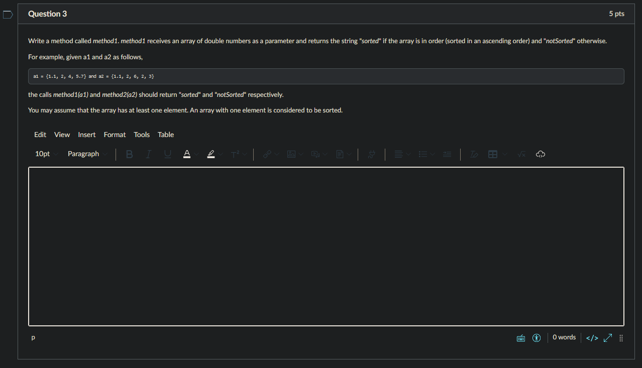 Solved Question 3 5 pts Write a method called method1. | Chegg.com