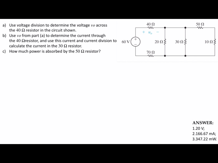 Solved a) 4012 5012 Use voltage division to determine the | Chegg.com