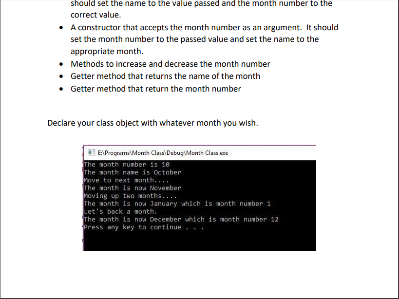 Solved Assignment Design A Class Named Month The Class 