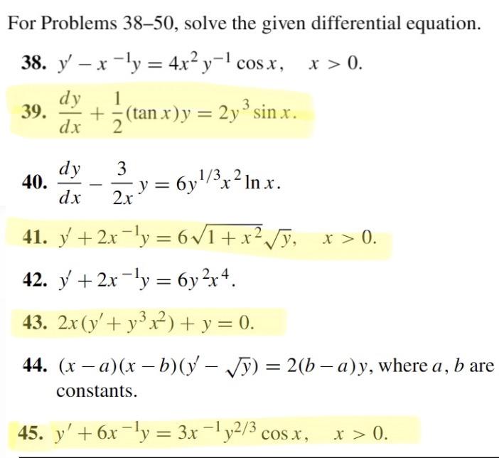 Solved For Problems 38-50, solve the given differential | Chegg.com