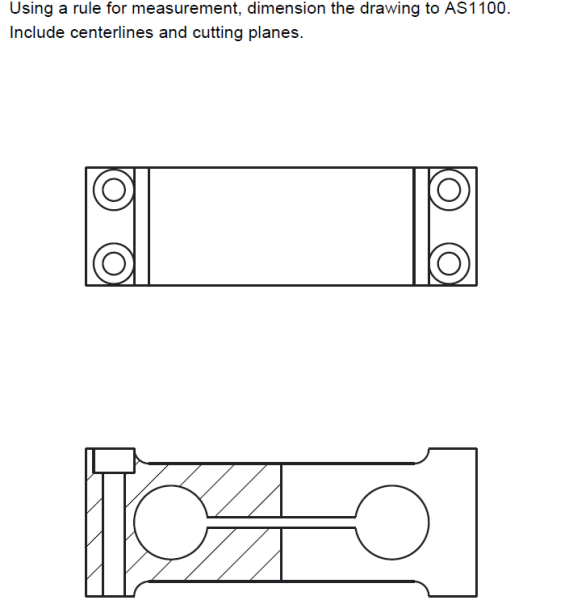 Using a rule for measurement, dimension the drawing | Chegg.com