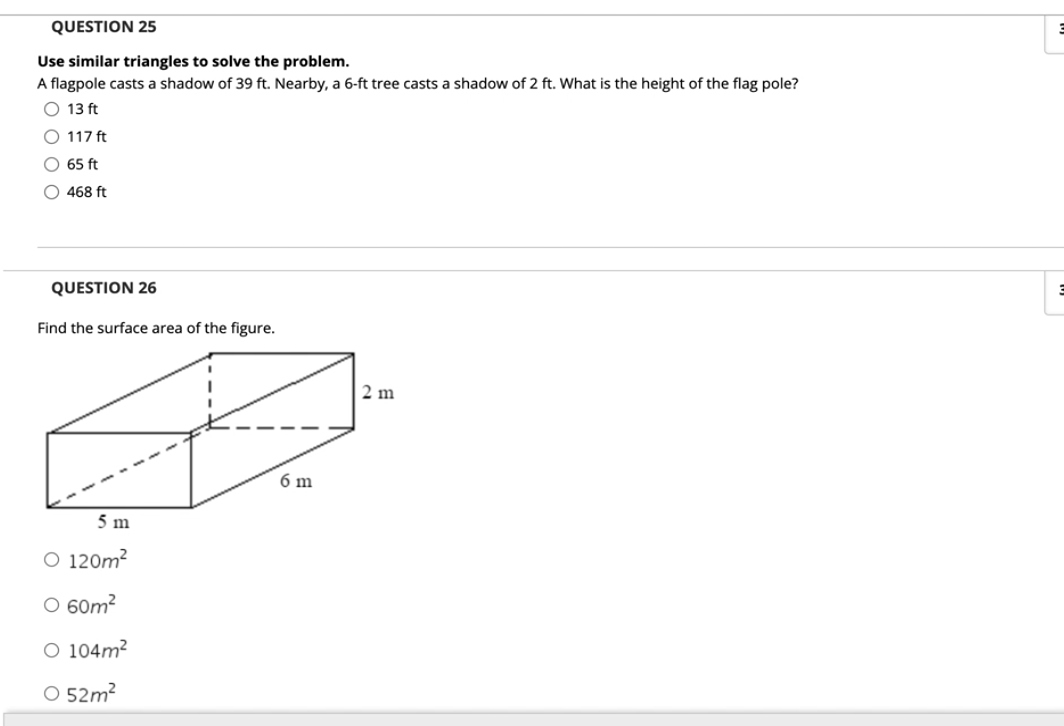 Solved QUESTION 25 Use similar triangles to solve the | Chegg.com
