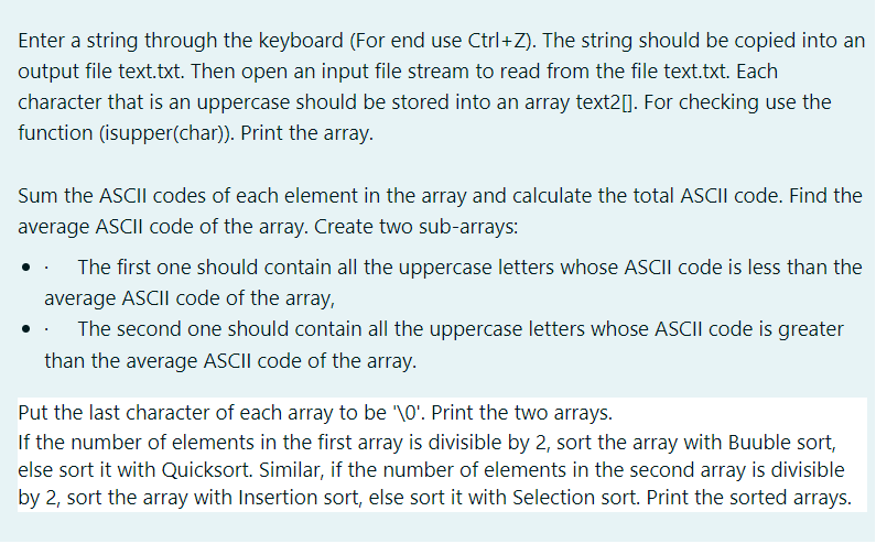 Solved Enter a string through the keyboard (For end use | Chegg.com