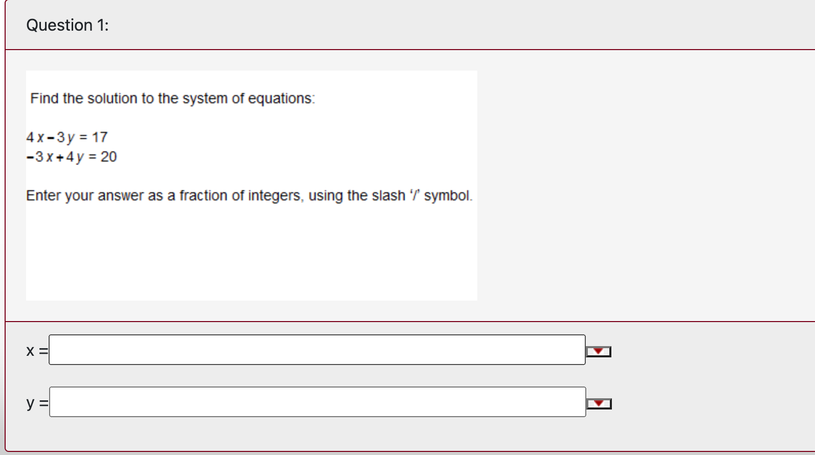 Solved Find the solution to the system of equations: | Chegg.com