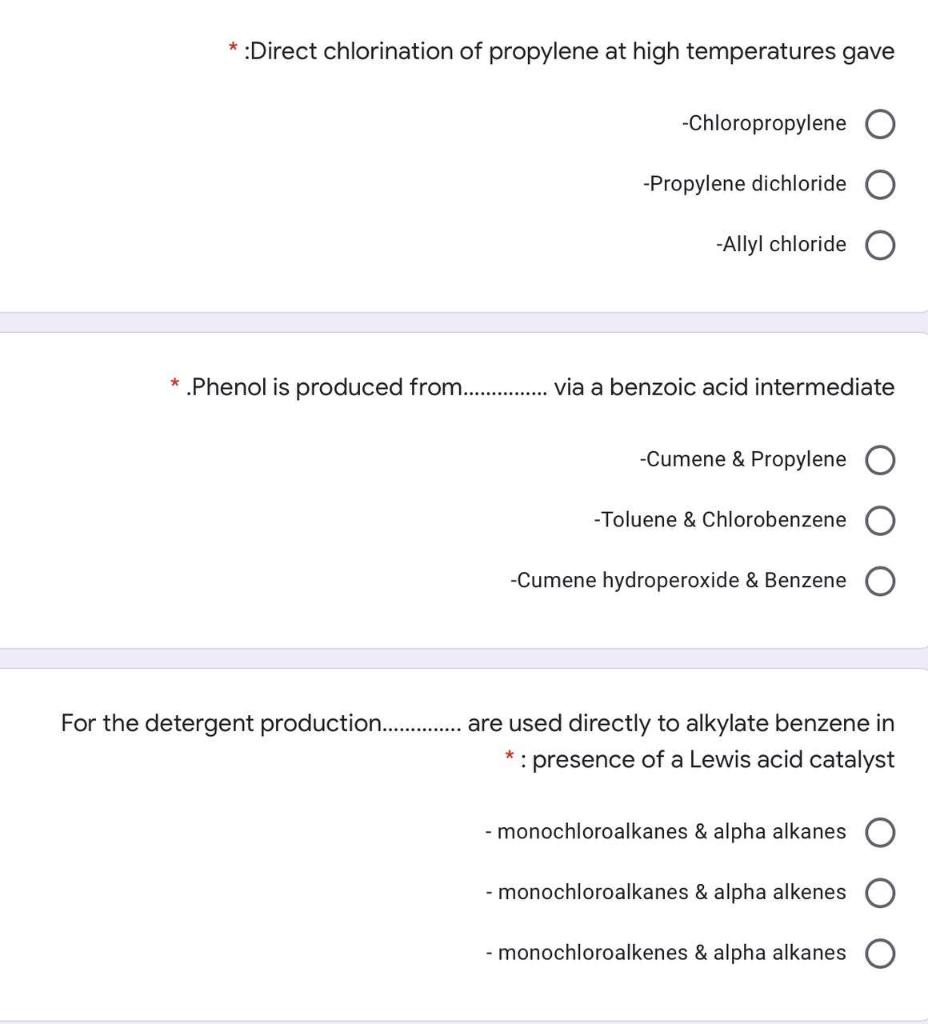 Solved :Direct chlorination of propylene at high | Chegg.com