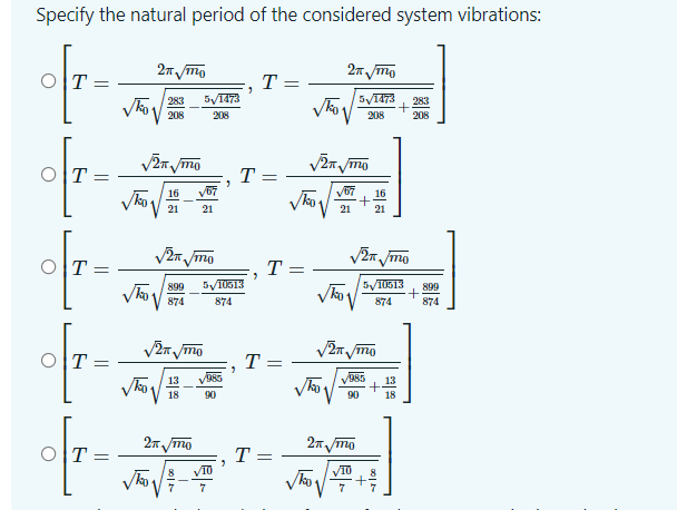 Solved Multi Degree of Freedom System Undamped Vibrations - | Chegg.com
