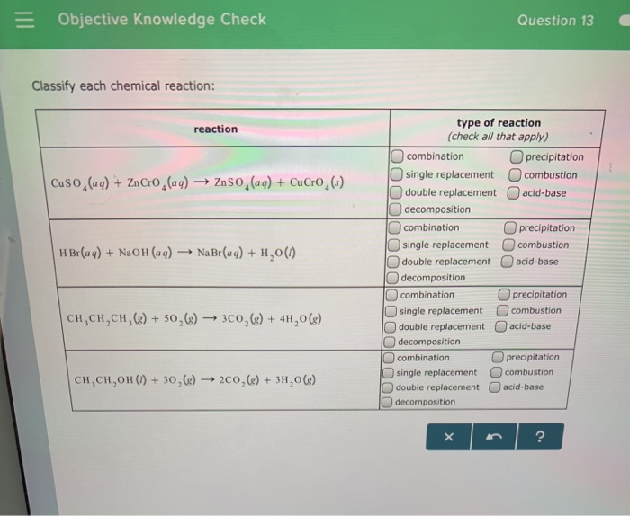 Solved Objective Knowledge Check Question 13 Classify each | Chegg.com