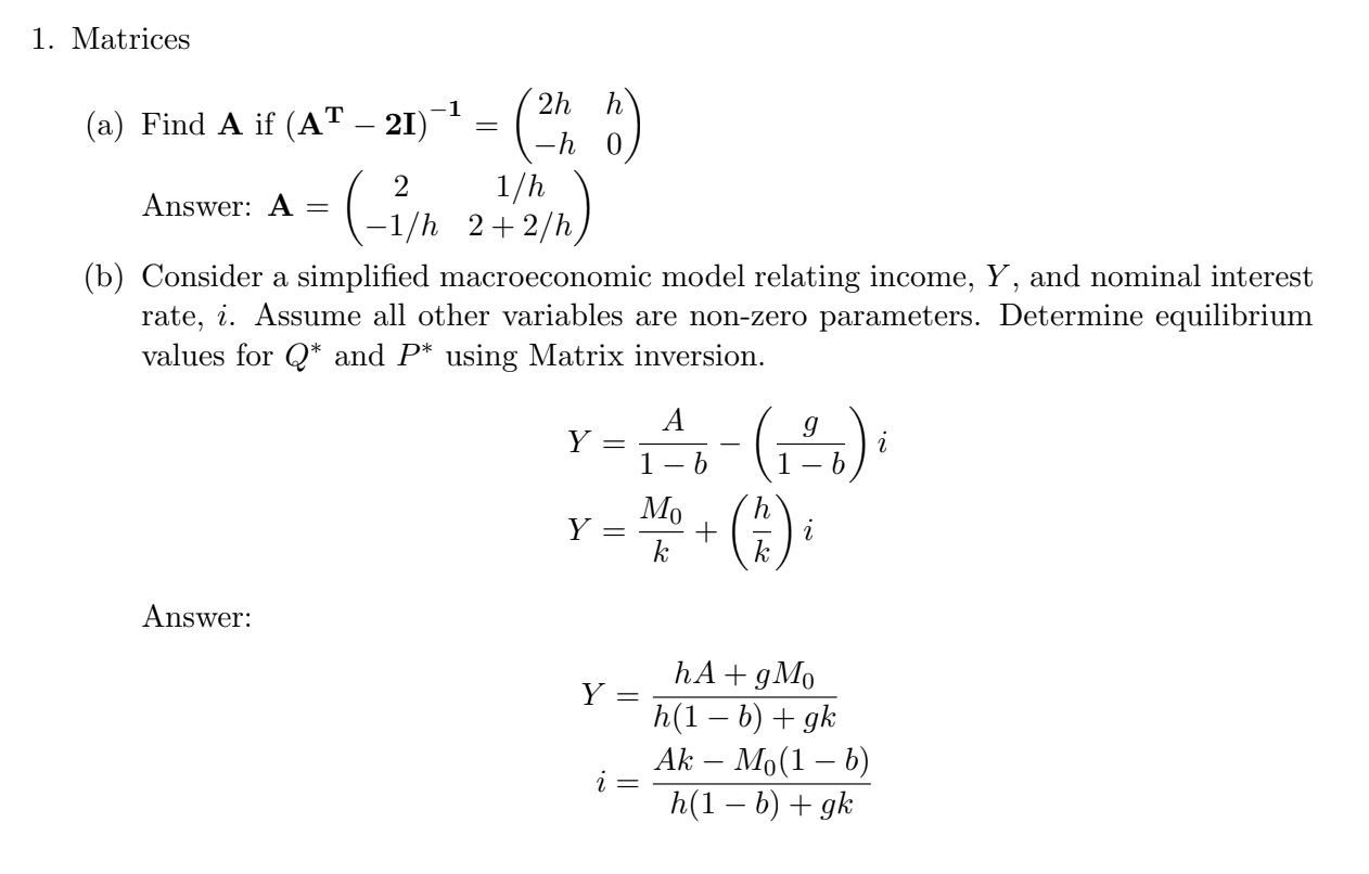 Solved Matrices(a) ﻿Find A ﻿if | Chegg.com