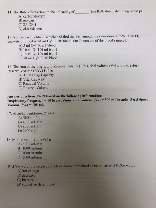 Solved 14. The Bohr effect refers to the unloading of in a | Chegg.com