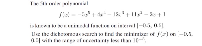 Solved The 5th-order polynomial f(x)=-5x5 t 4x4-12t3 t | Chegg.com