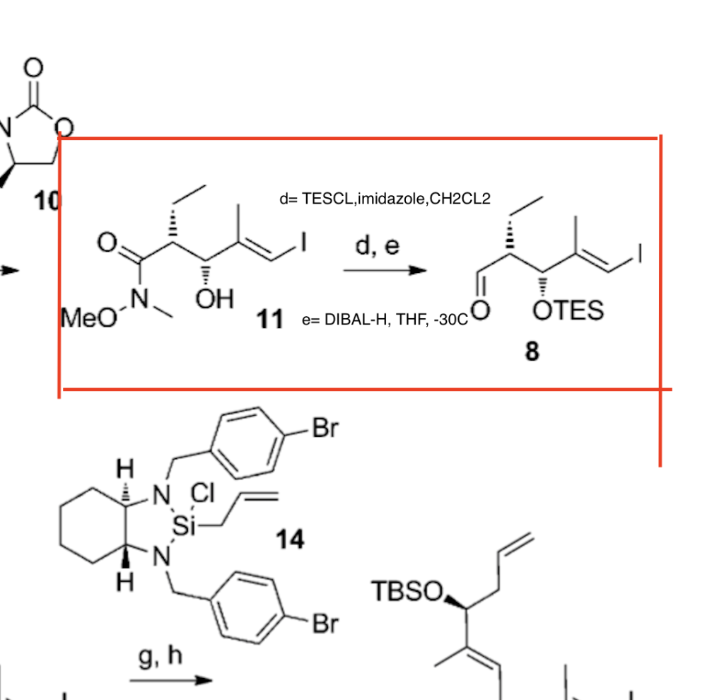 Solved d= TESCL, imidazole,CH2CL2 Id, e 3 ZTES MeO-N OH e= | Chegg.com