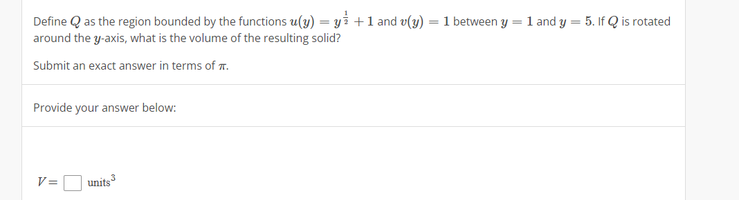 Solved Define as the region bounded by the functions u(y) = | Chegg.com