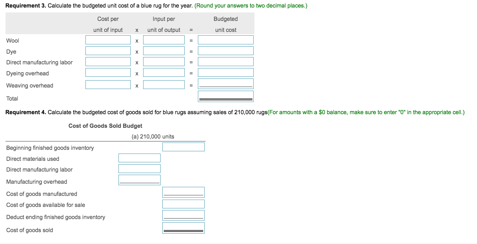 Requirement 4. Calculate the budgeted cost of goods | Chegg.com