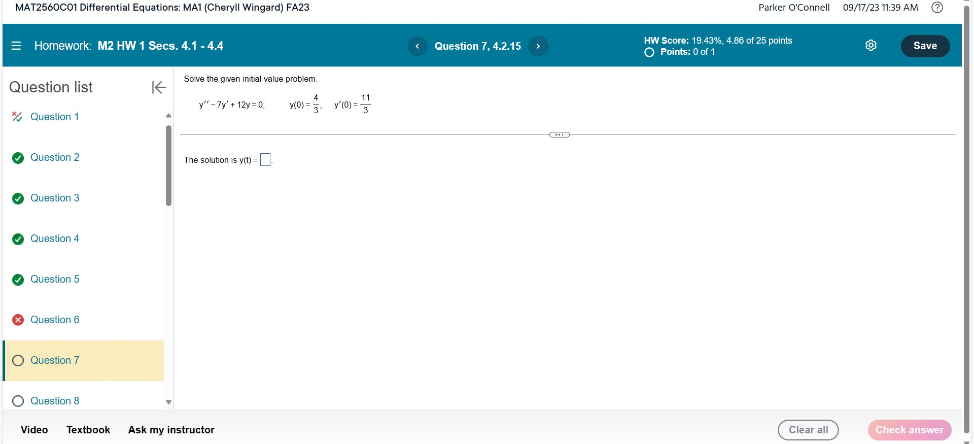 Solved Solve The Given Initial Value Problem 8023