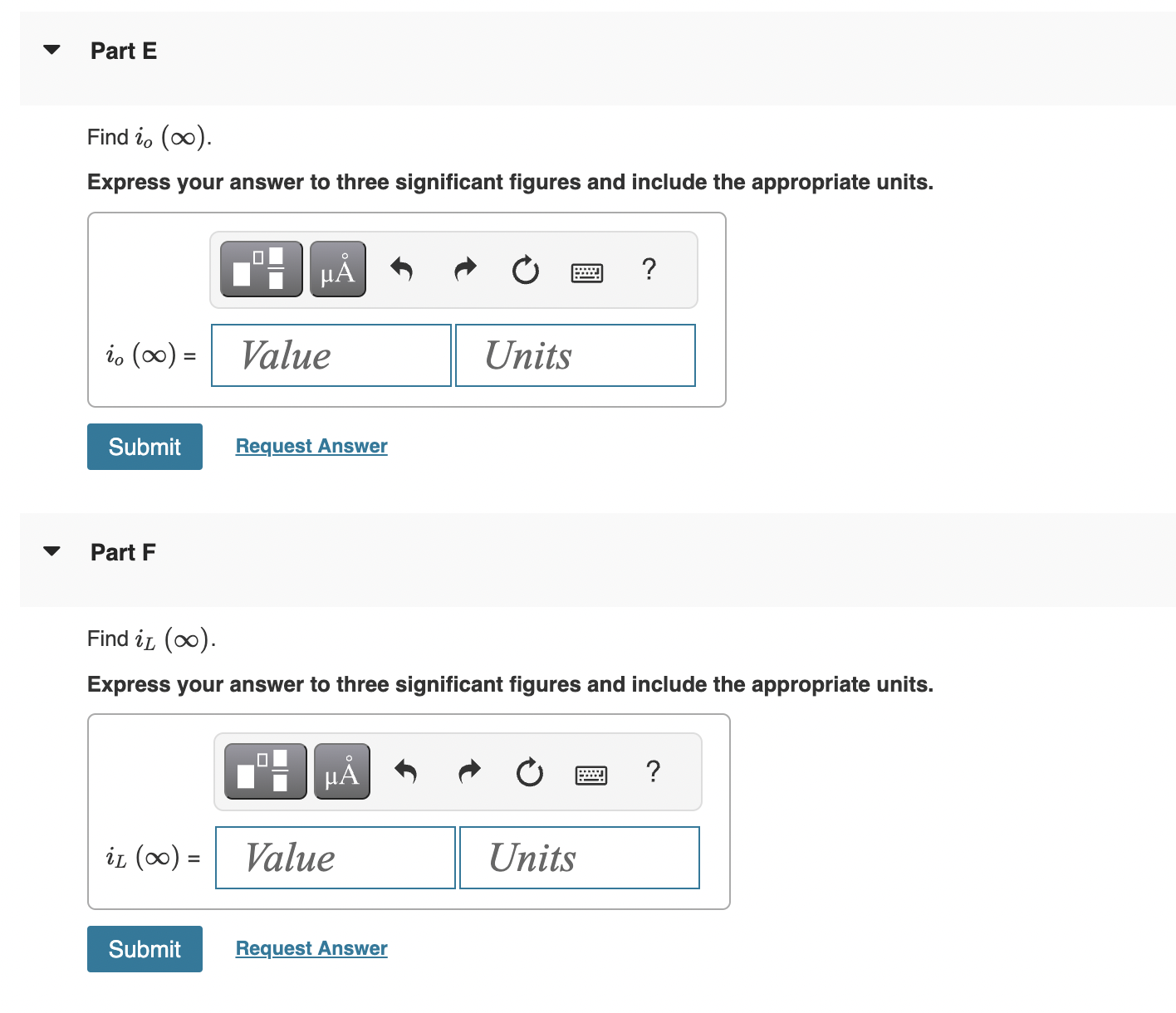 Solved Find io(∞). Express your answer to three significant | Chegg.com