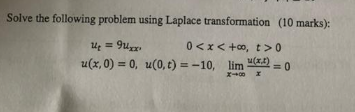Solved Solve the following problem using Laplace | Chegg.com