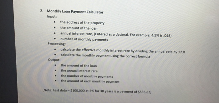 Solved Chapter 2-Homework Assignment: I-P-O Software A | Chegg.com