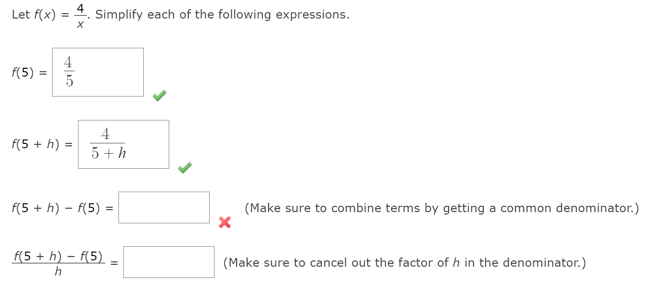 Solved Let f(x)=x4. Simplify each of the following | Chegg.com