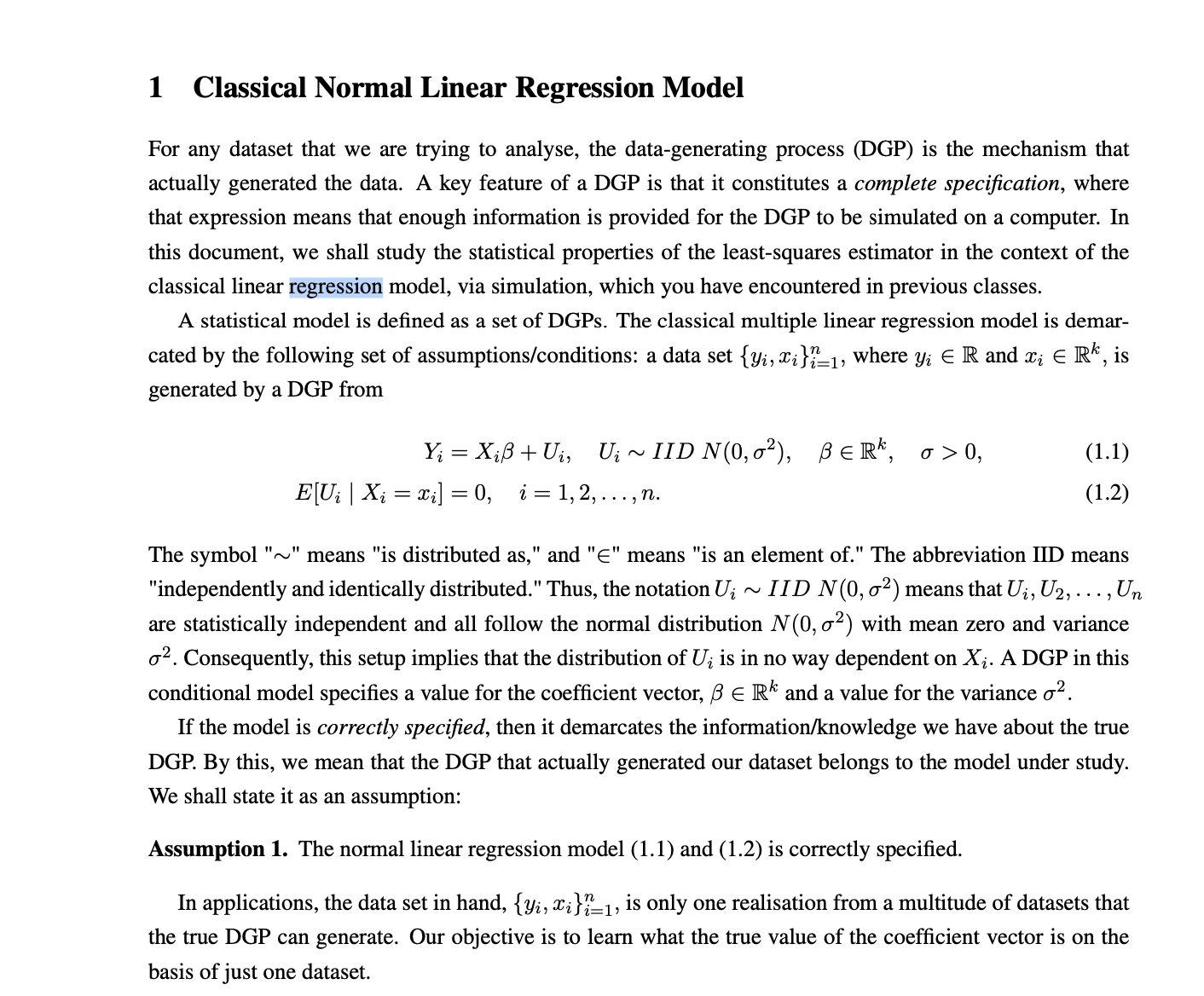 Solved 1 Classical Normal Linear Regression Model For any | Chegg.com