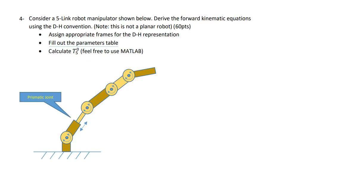 Solved 4- Consider a 5-Link robot manipulator shown below. | Chegg.com
