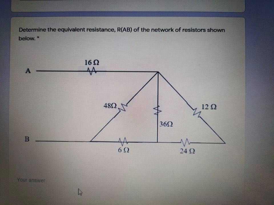 Solved Determine the equivalent resistance, R(AB) of the | Chegg.com