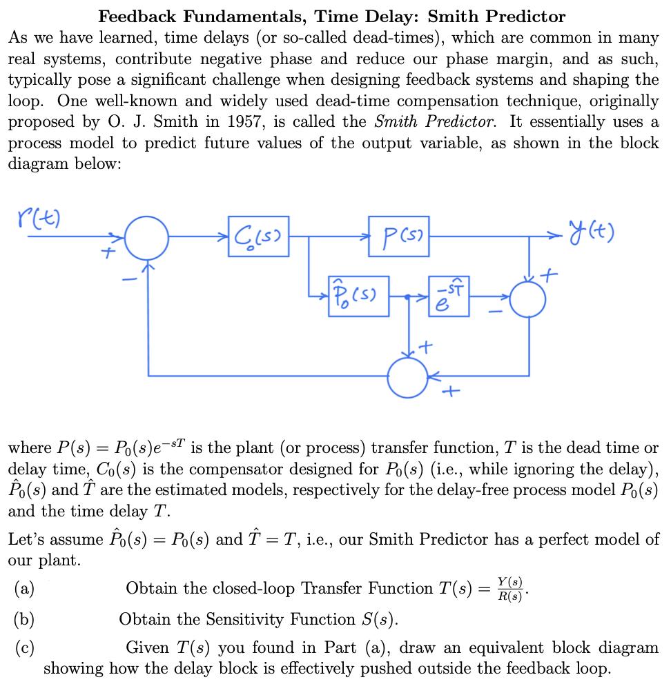 Feedback Fundamentals, Time Delay: Smith Predictor As | Chegg.com