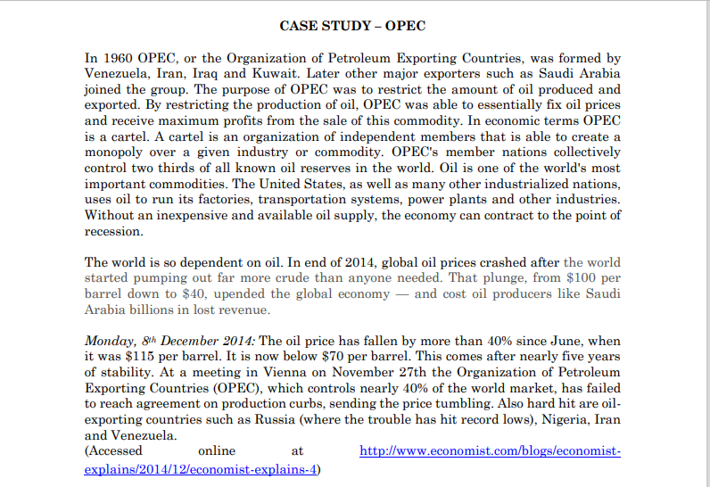CASE STUDY - OPEC In 1960 OPEC, or the Organization | Chegg.com