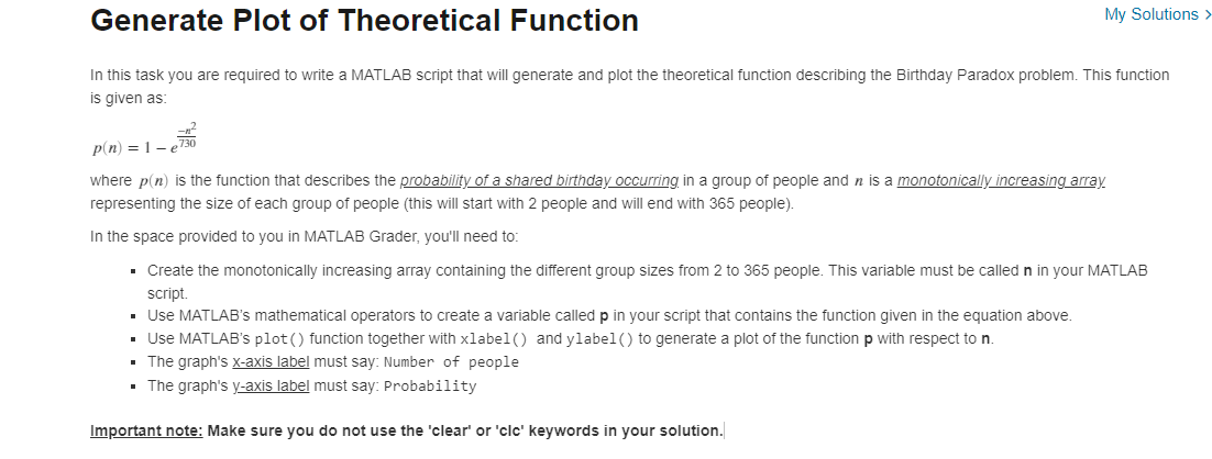 Solved Generate Plot of Theoretical Function My Solutions In | Chegg.com