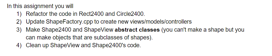 Solved In this assignment you will 1) Refactor the code in | Chegg.com