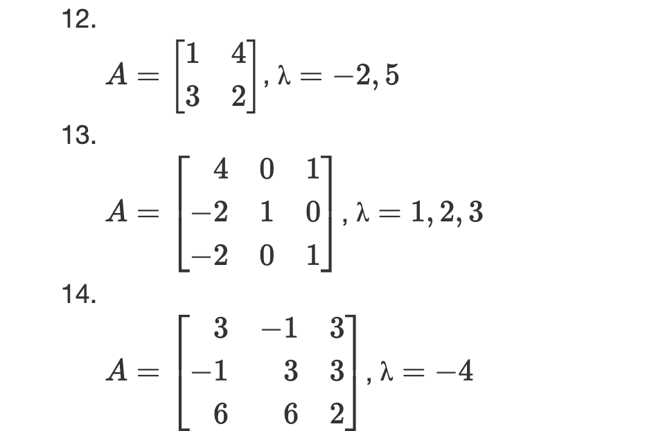 Solved number 12 please. find a basis for the eigenspace | Chegg.com