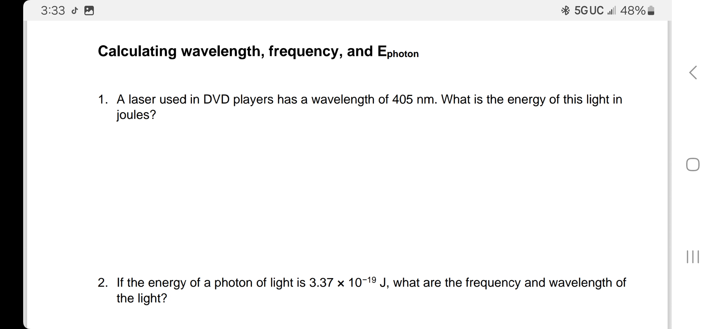 Solved Calculating wavelength, frequency, and Ephoton A | Chegg.com