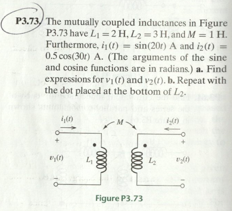 Solved P3.73/ The mutually coupled inductances in Figure | Chegg.com