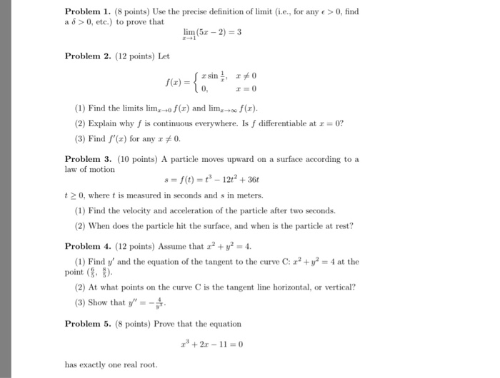 Solved Problem 1. (12 points) Evaluate each of the following | Chegg.com