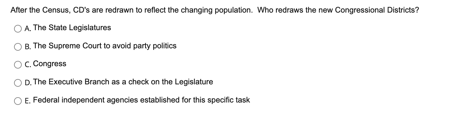After the Census, CD's are redrawn to reflect the | Chegg.com