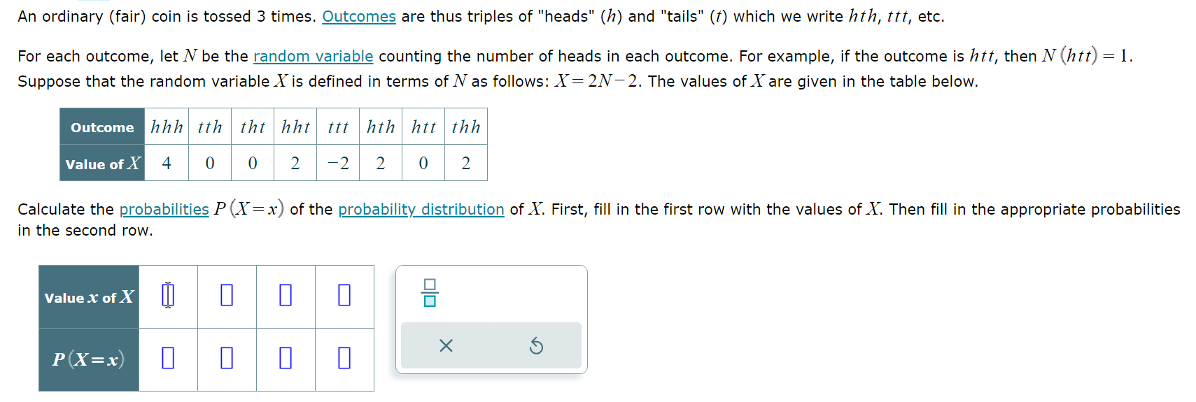 Solved An ordinary (fair) coin is tossed 3 times. Outcomes | Chegg.com
