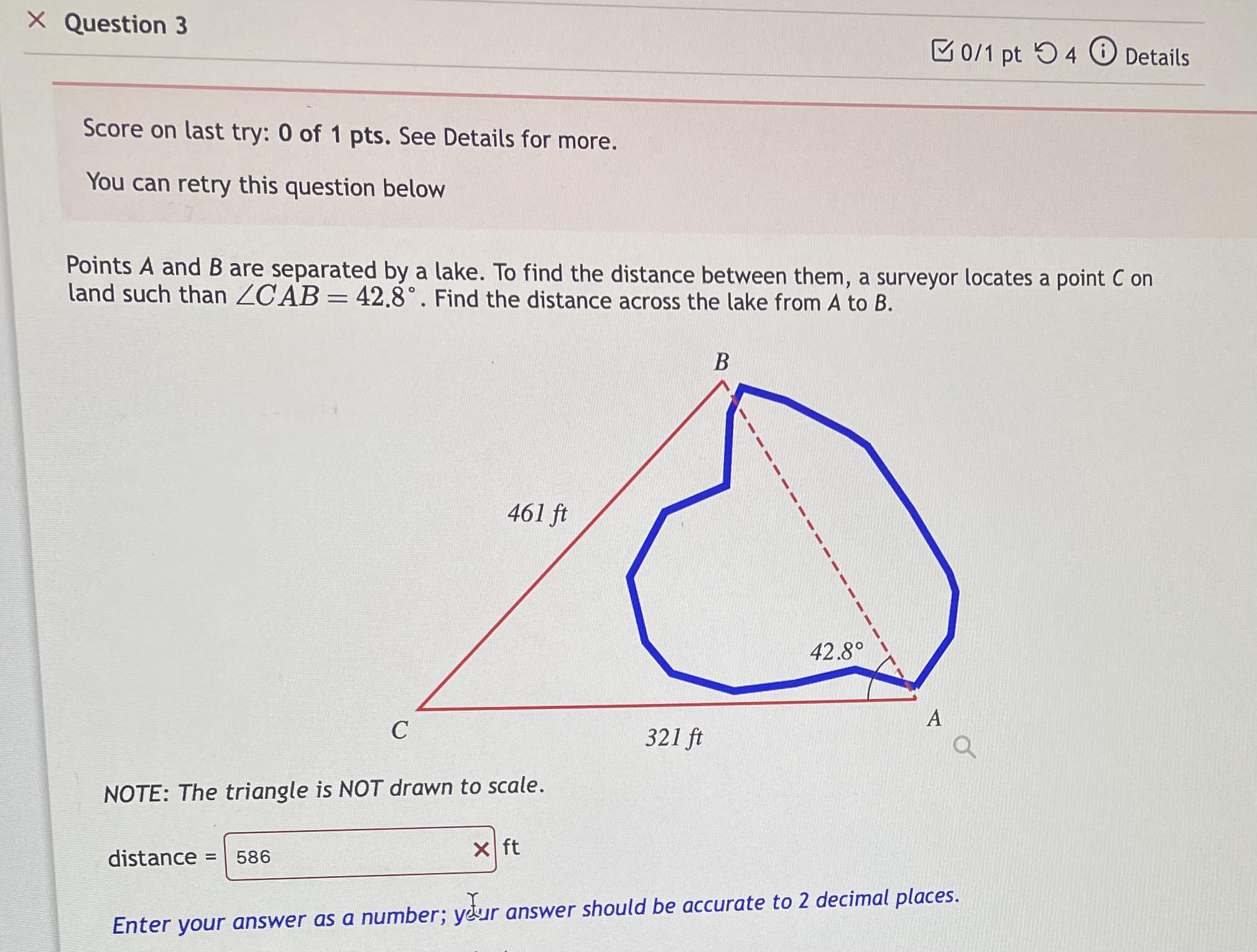 Solved To find the distance across a river, a surveyor | Chegg.com