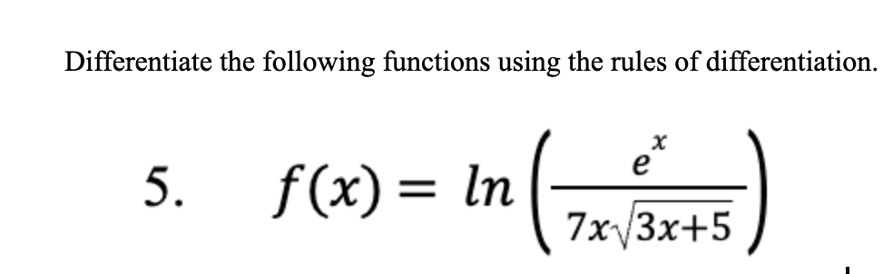 Solved Differentiate the following functions using the rules | Chegg.com