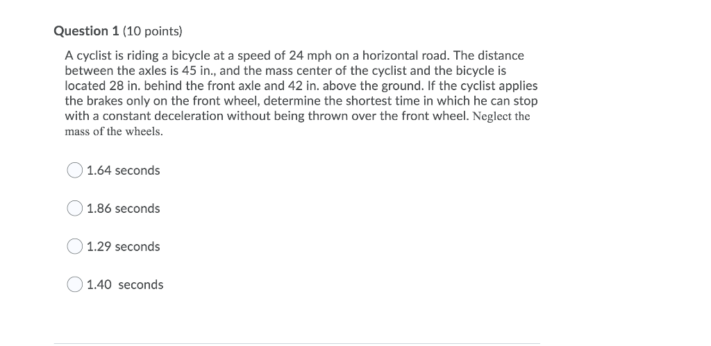 Solved A cyclist is riding a bicycle at a speed of 24 mph on | Chegg.com