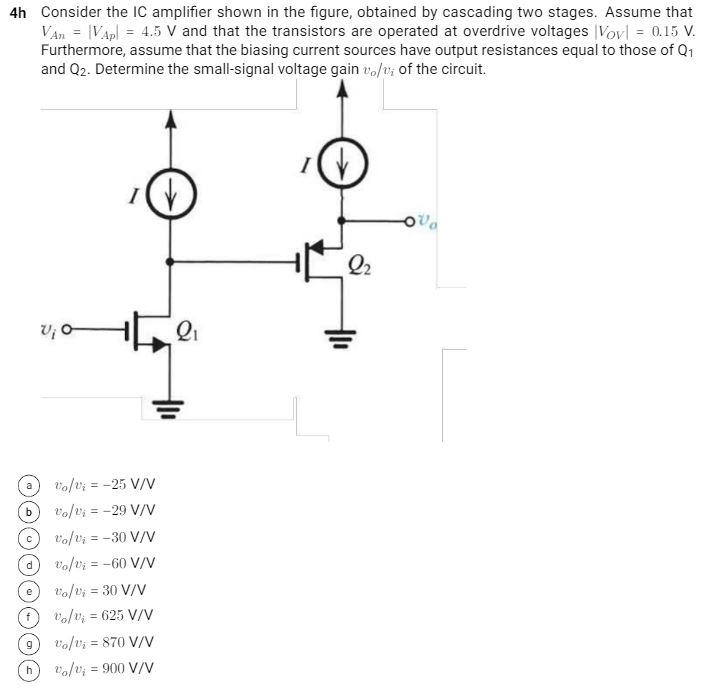 Solved Consider the IC amplifier shown in the figure, | Chegg.com