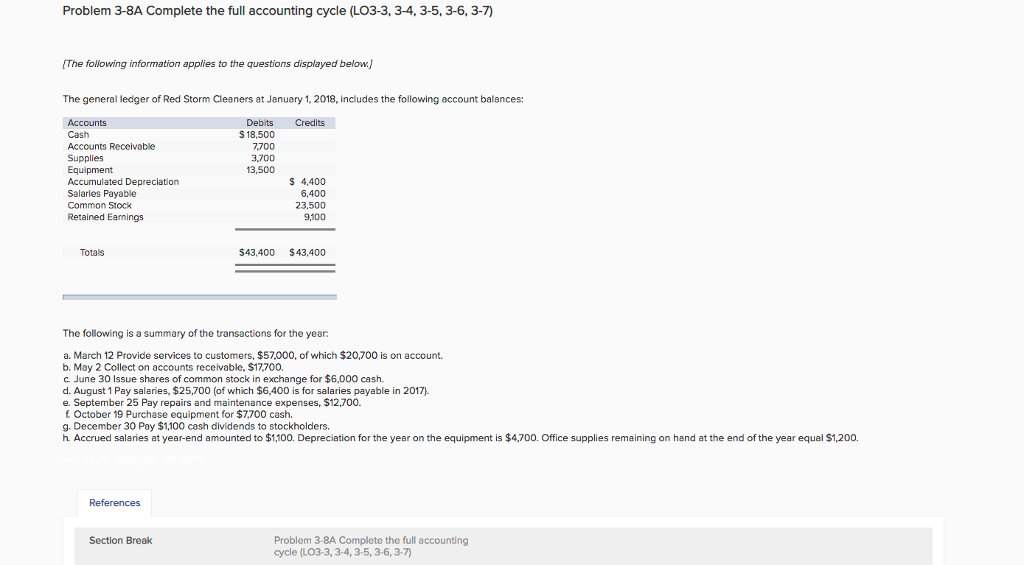 Solved Problem 3-8A Complete the full accounting cycle | Chegg.com