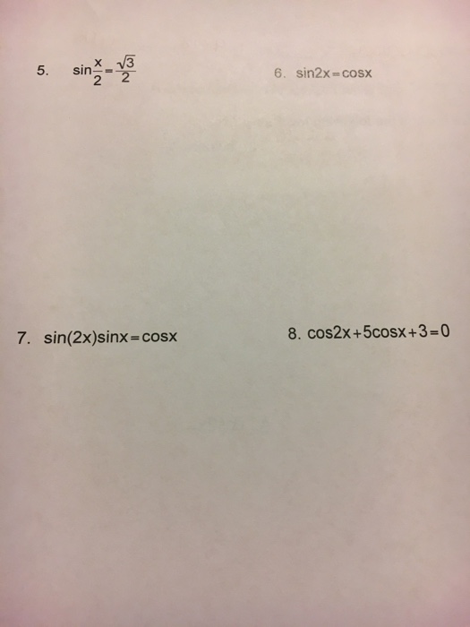 Solved MORE TRIG EQUATIONS WITH DOUBLE ANGLES Solve each of | Chegg.com