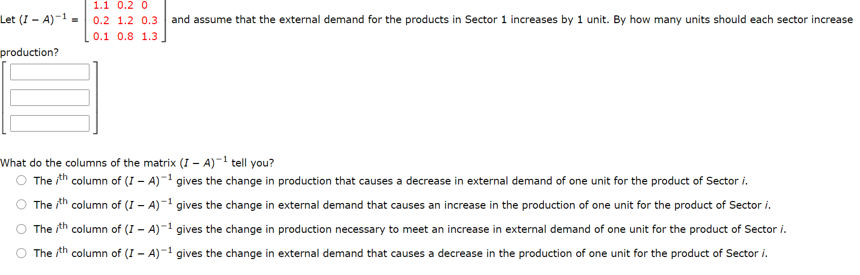 Solved and assume that the external demand for the products | Chegg.com
