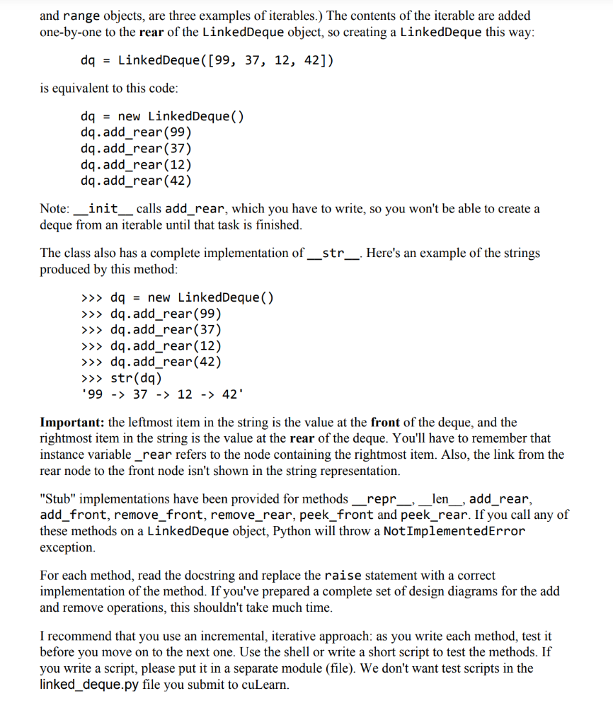 Solved the deque containing three items: 1. the next link in | Chegg.com