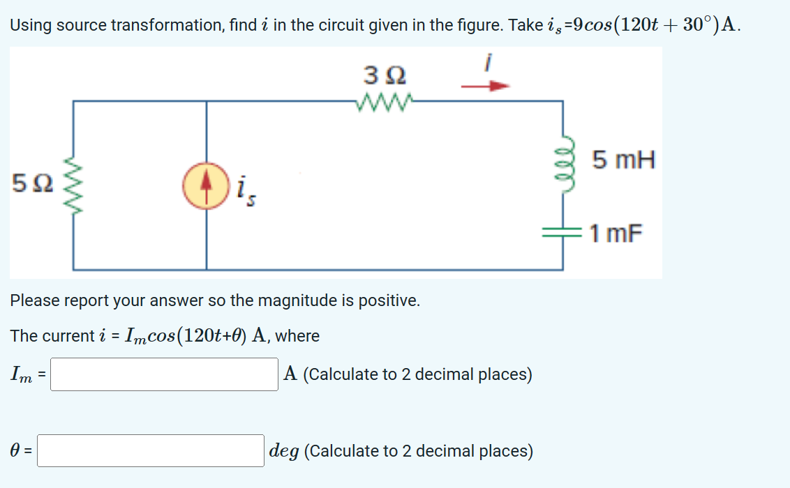 Solved Using source transformation, find i in the circuit | Chegg.com