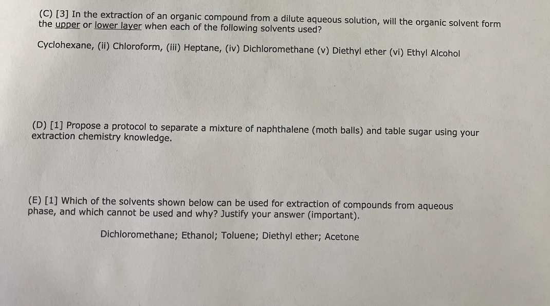 Solved (C) [3] In the extraction of an organic compound from | Chegg.com